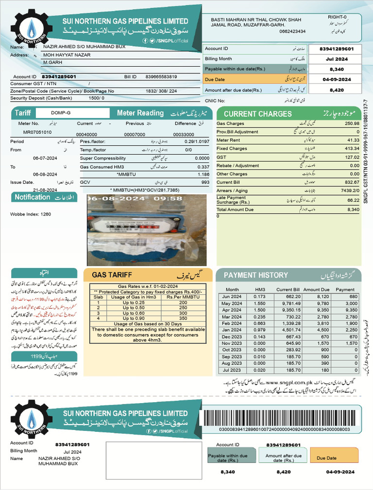 SNGPL - Web Bill | PDF