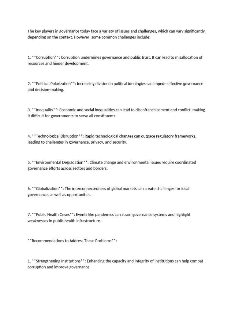 The Key Actors in Governance-WPS Office | PDF | Governance | Globalization