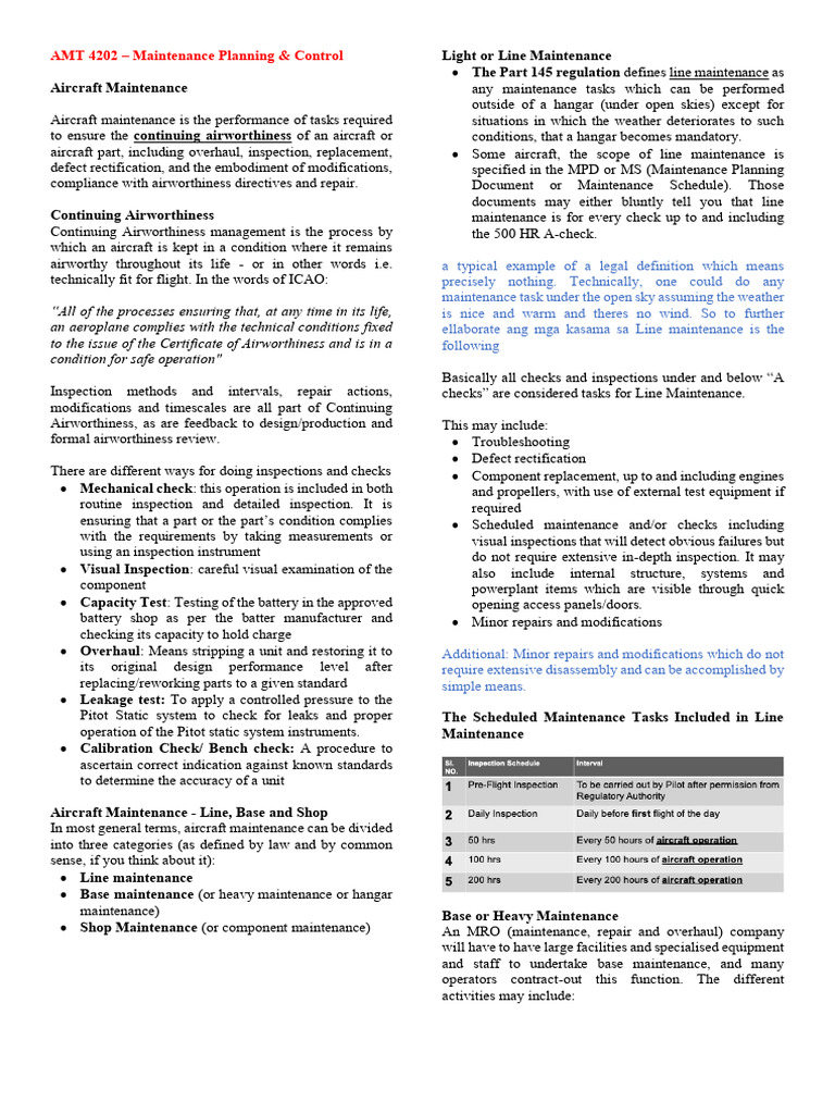 Aircraft Maintenance Planning Overview | PDF | Aviation | Aircraft