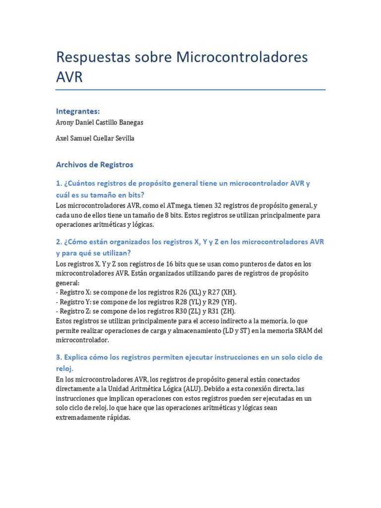 Guía de Microcontroladores AVR | PDF | Microcontrolador | Almacenamiento de datos de la computadora