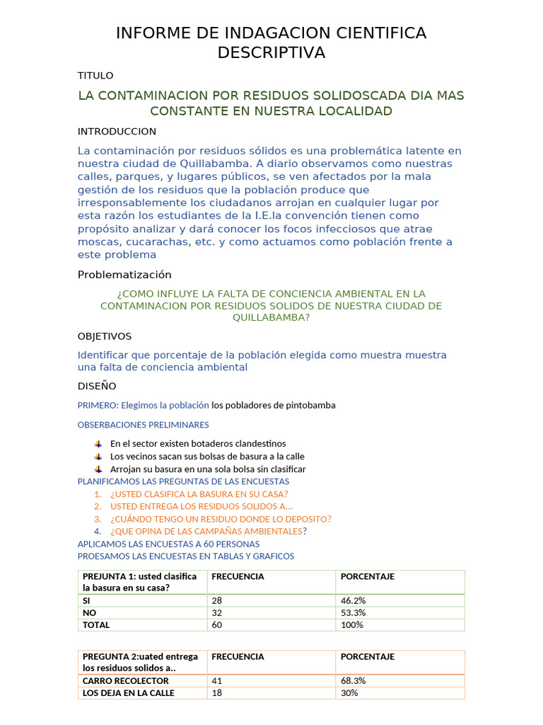 Informe de Indagacion Cientifica | PDF | Residuos | Cuestiones ambientales