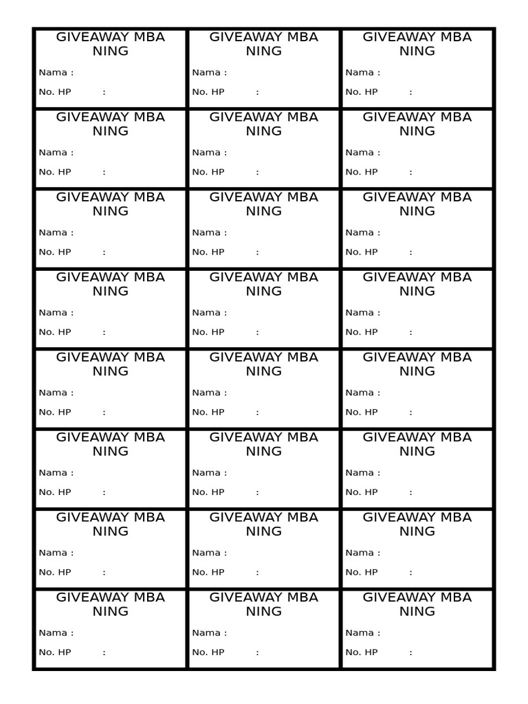 Giveaway Mba Ning | PDF
