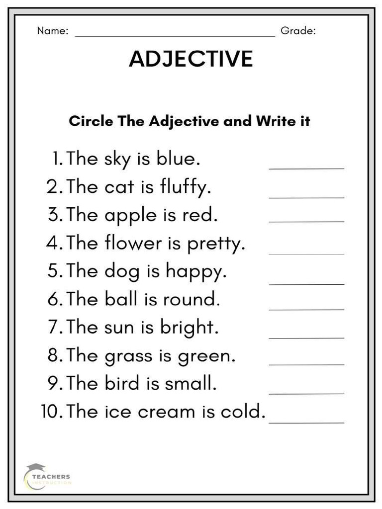 Adjective Worksheet For Class 1 768x1086 | PDF