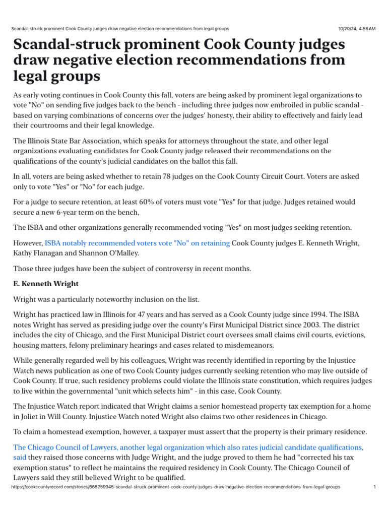 Cook County Judges Face Election Backlash | PDF | Judge | Lawyer