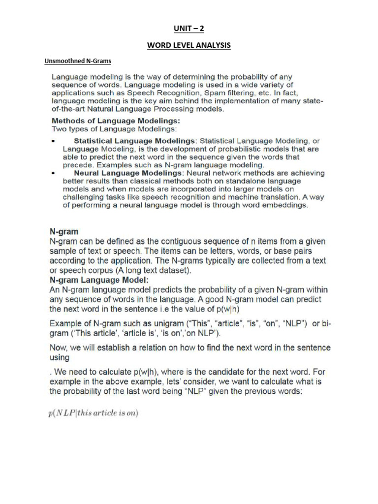 Word Level Analysis in NLP | PDF | Probability | Statistical Classification