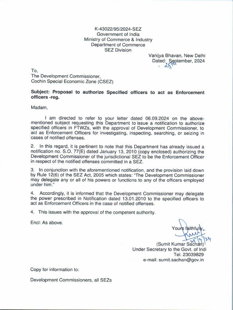 Authorization of SEZ Enforcement Officers | PDF