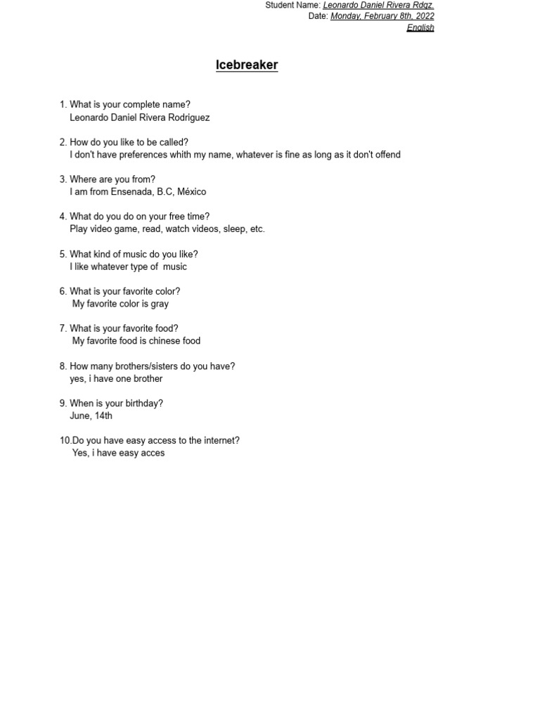 Icebreaker | PDF | Career & Growth | Social Science