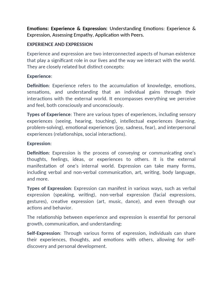 Experience and Expression | PDF | Empathy | Experience