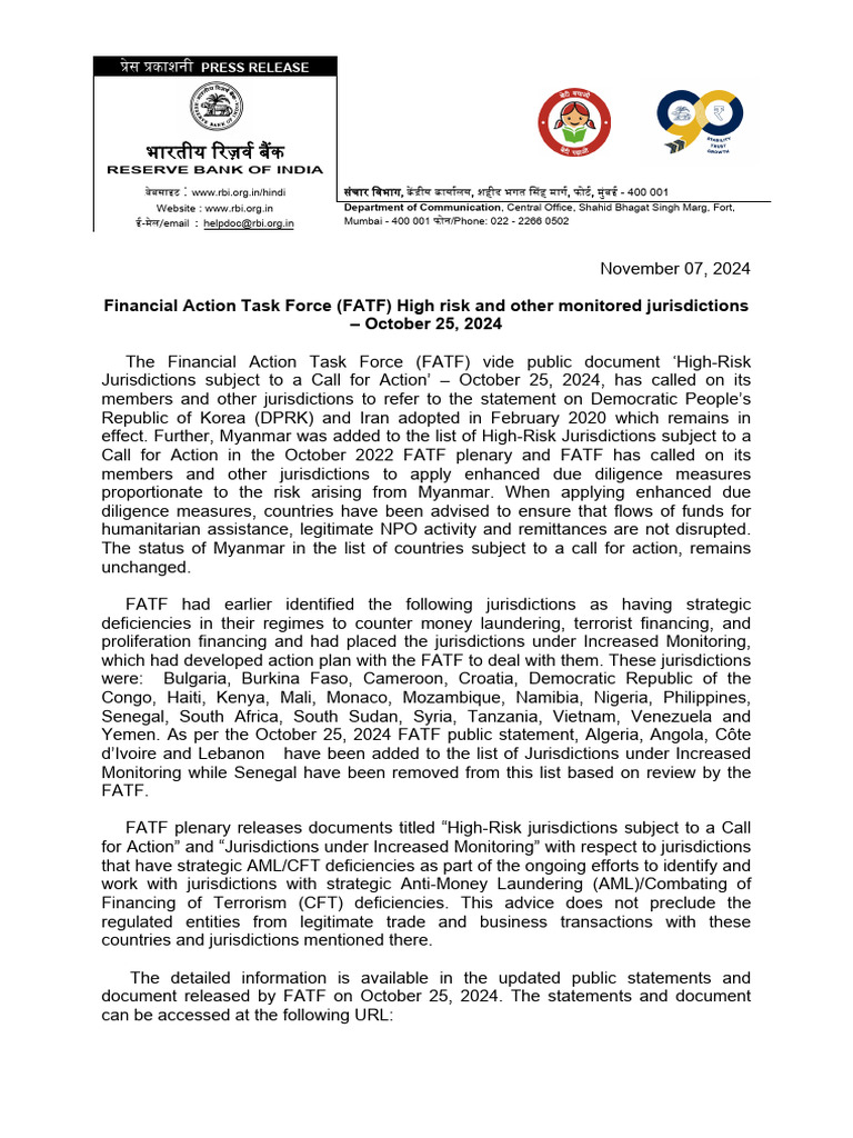 Financial Action Task Force (FATF) High Risk and Other Monitored ...