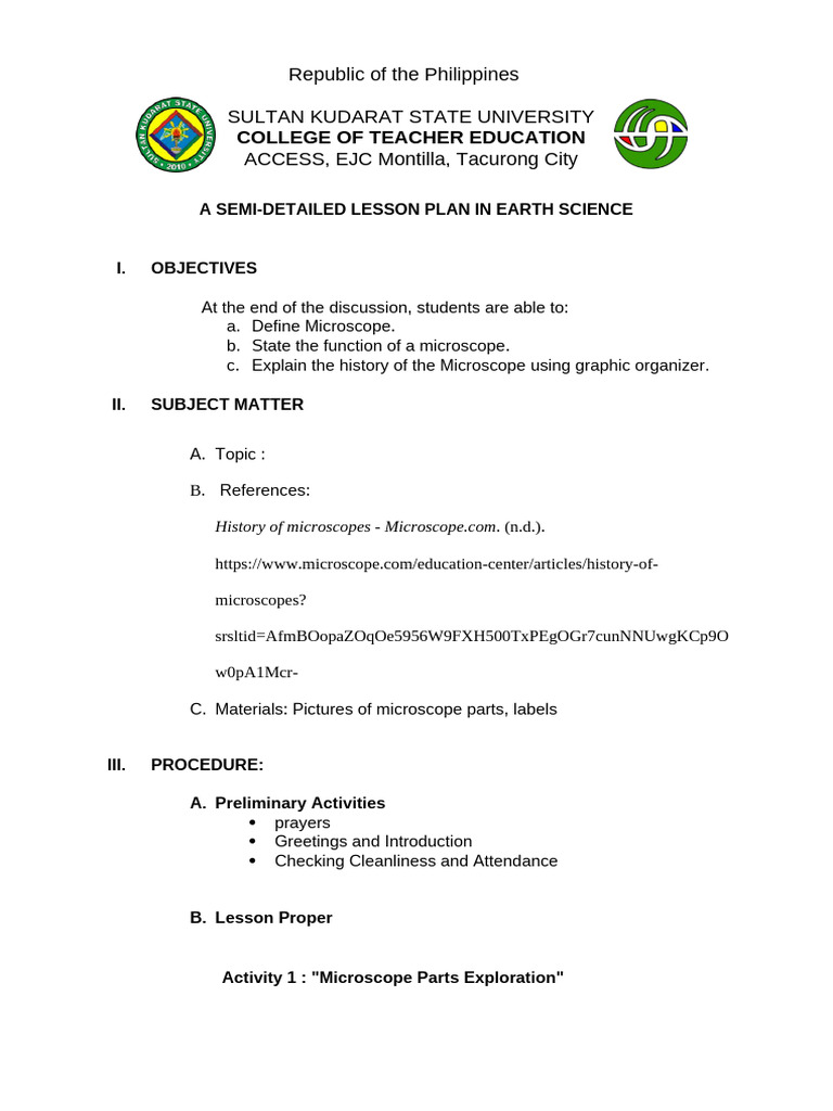 Tis Lesson Plan (Microscopy) | PDF | Microscope | Atomic