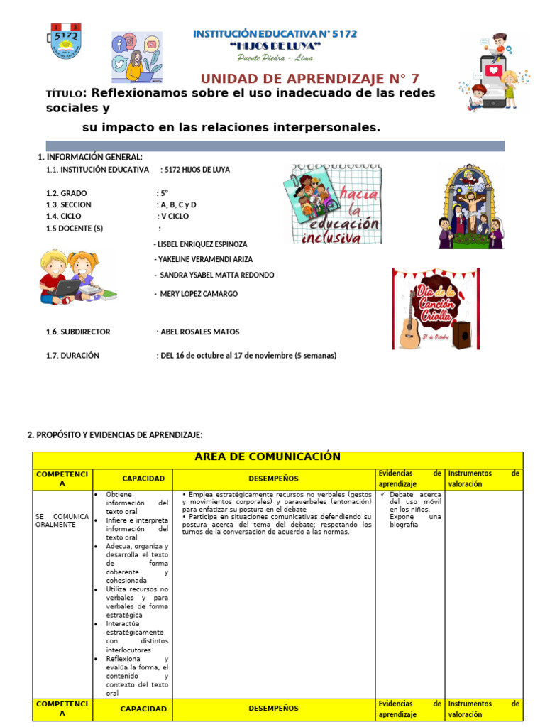 7 Ma Unidad Oficial-22-10-2023 | PDF | Aprendizaje | Evaluación