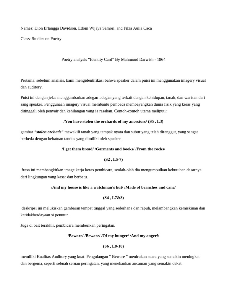 Poetry Analysis | PDF