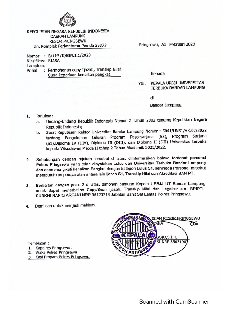 Surat Pengajuan Izasah Rafiq | PDF