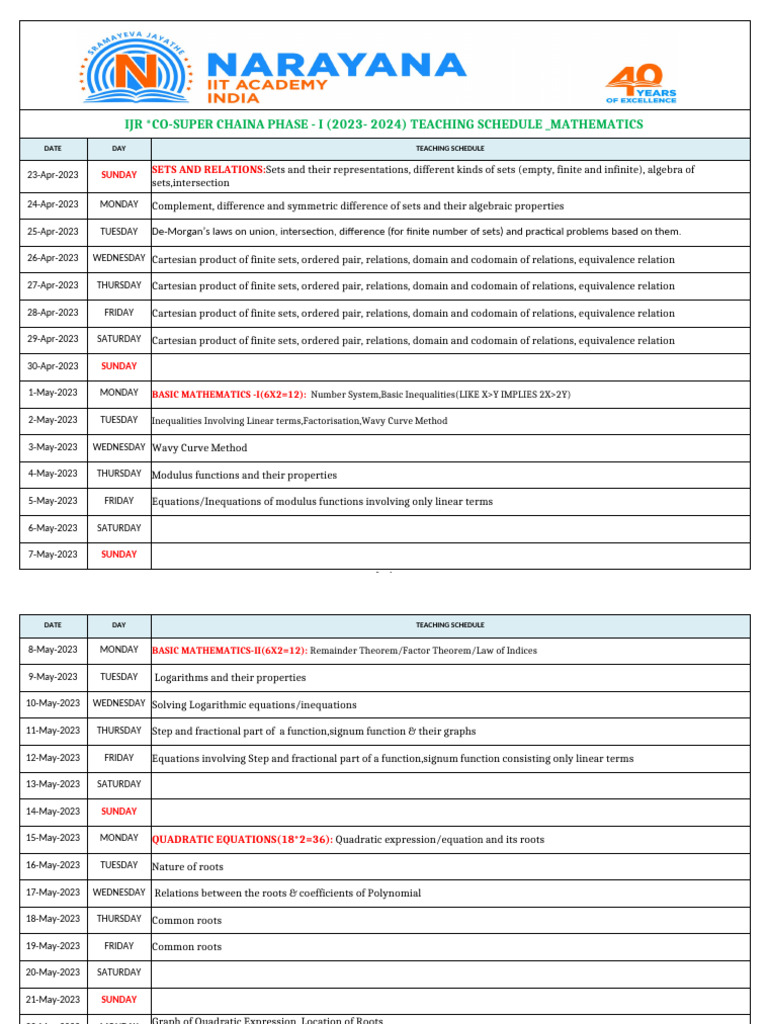 JR (2023-25) - Star Co Super Chaina - Teaching, Exam Schedule & Paper ...