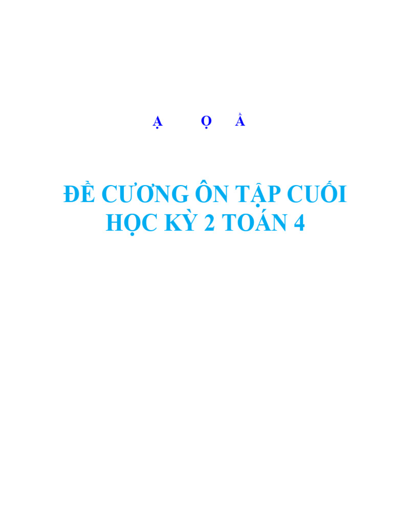 Bo de Cuong On Hoc Ky II Toan Lop 4 Nam Hoc 2022 | PDF