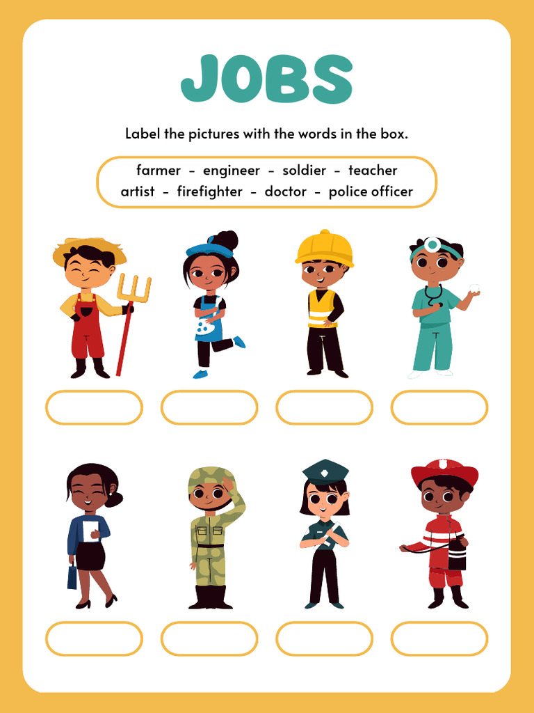 People and Their Jobs Worksheet in Orange Green Illustrative Style | PDF