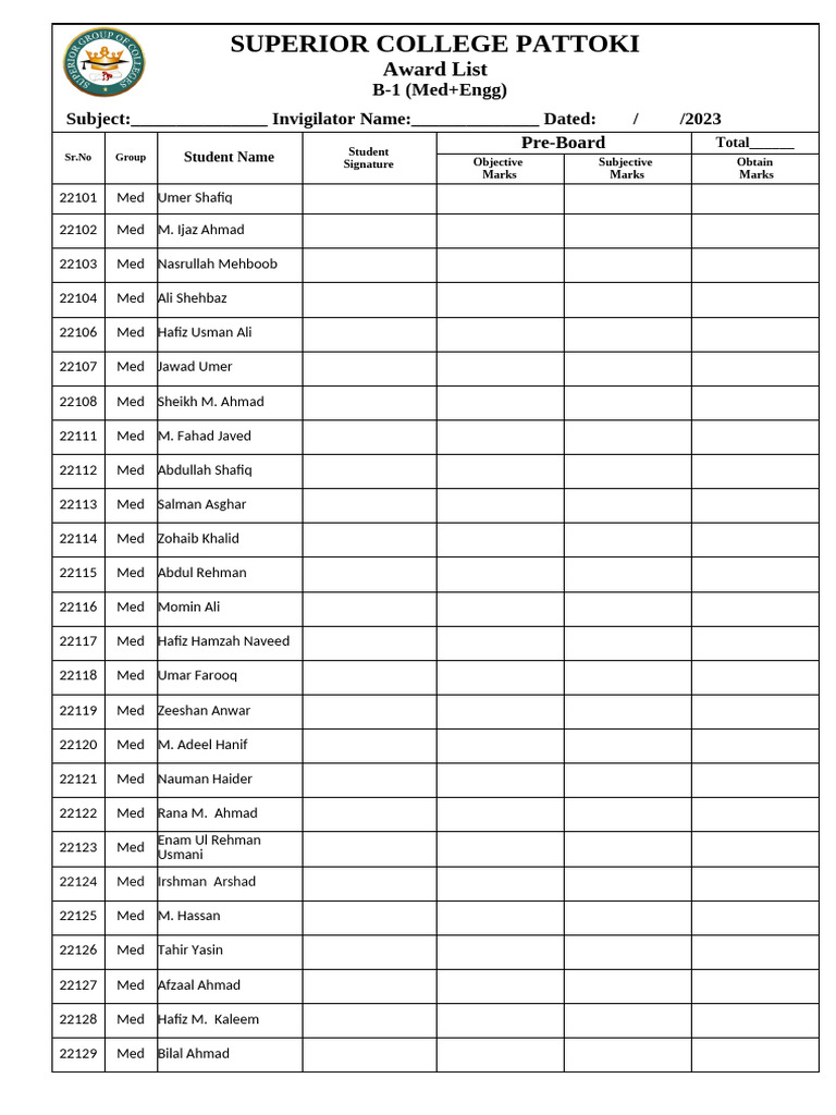 Award Lists 2023 P-2 | PDF