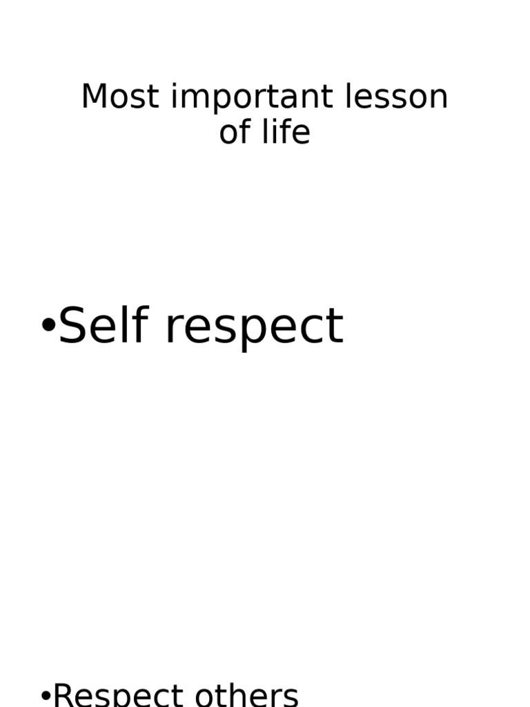 Most Important Lesson of Life | PDF