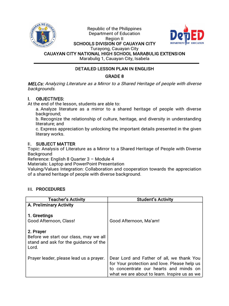 DLP For Topic 1 in English 8 Quarter 3 Module 4 Week 5 | PDF | Liberal Arts Education