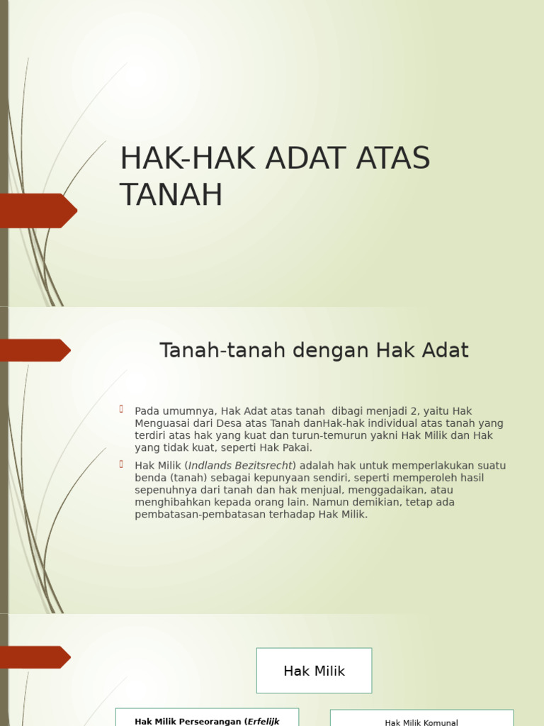 Hak-Hak Adat Atas Tanah | PDF