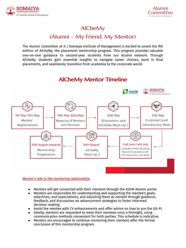 AlCheMy - Mentor - Process Document - 2024 | PDF | Mentorship | Organizational Behavior