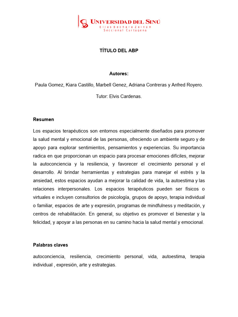 Modelo para Realizacion de Abp Arte | PDF | Las emociones | Sustentabilidad