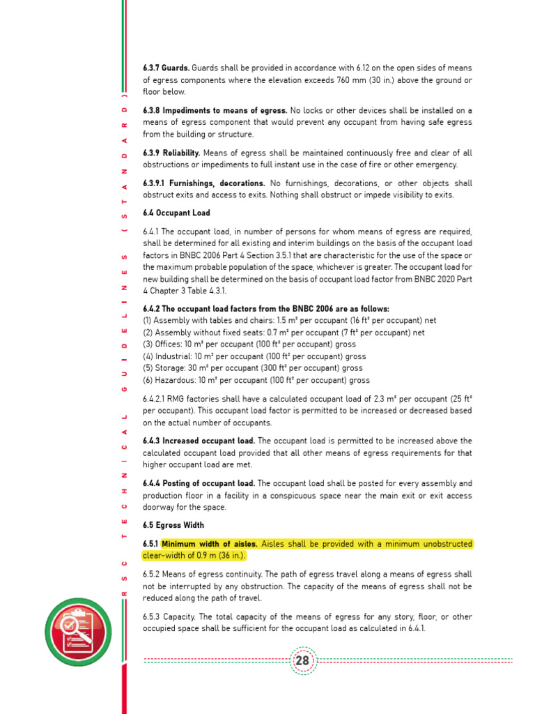 Minimum Width of Aisle With RSC Guideline | PDF | Technology & Engineering