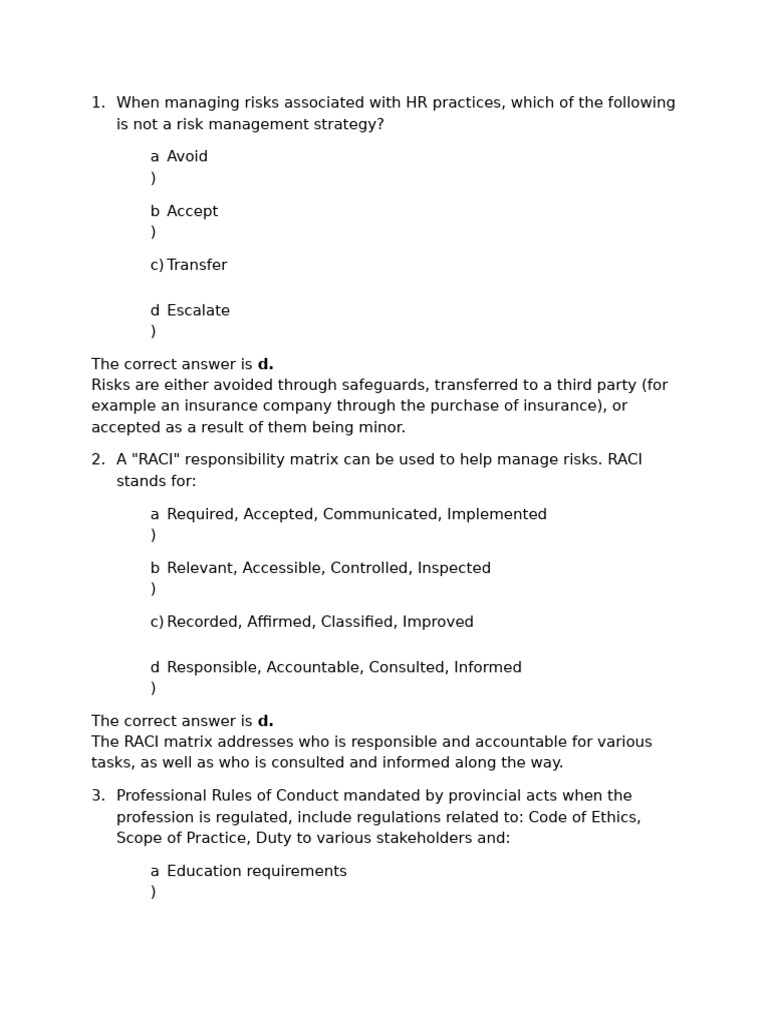 2.5. Unit 2 - Professional Practice - Quiz | PDF | Risk | Risk Management