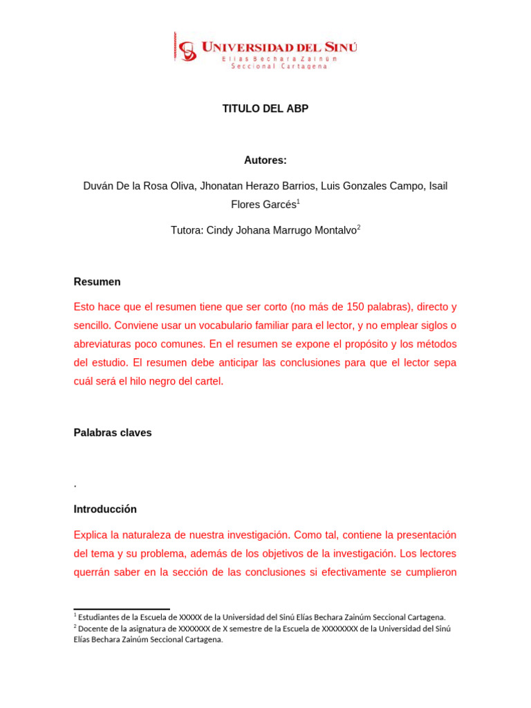 Modelo para Realizacion de Abp Arte | PDF