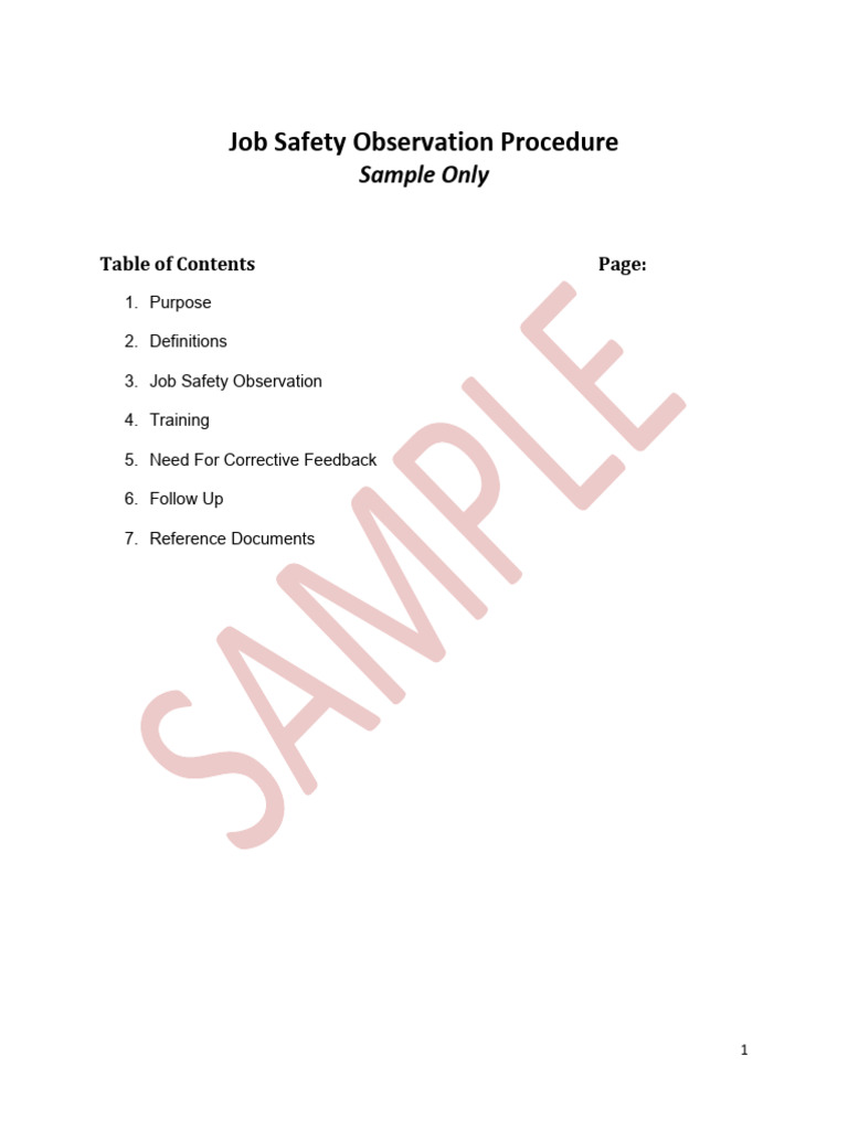 Job Safety Observation Procedure | PDF | Risk | Safety