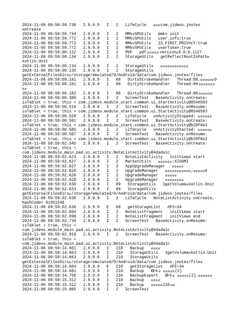 App Lifecycle and Storage Logs | PDF | Backup | Software