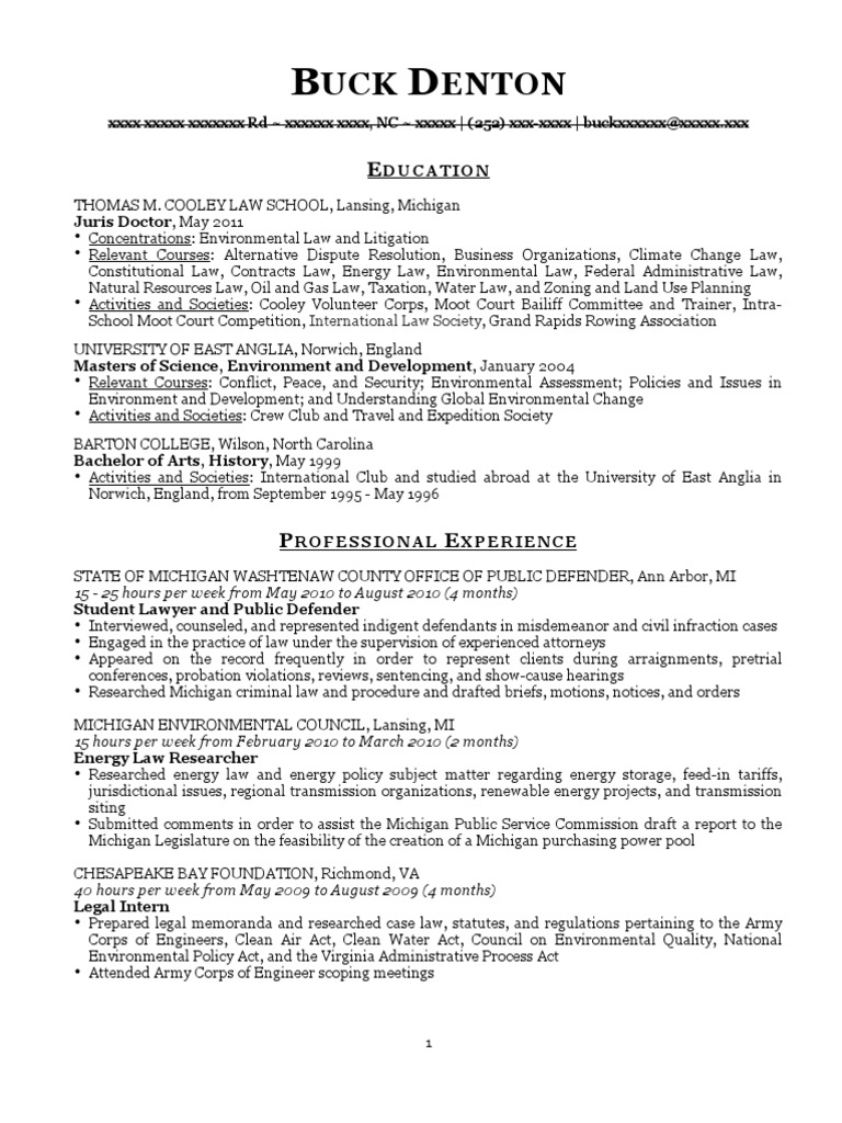 Buck Denton Resume | PDF | Michigan | Lawyer