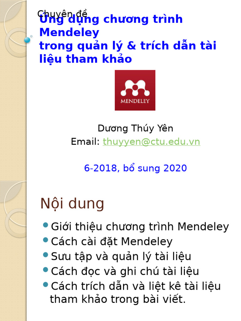 Seminar - NG D NG Chương Trình Mendeley-2020 | PDF