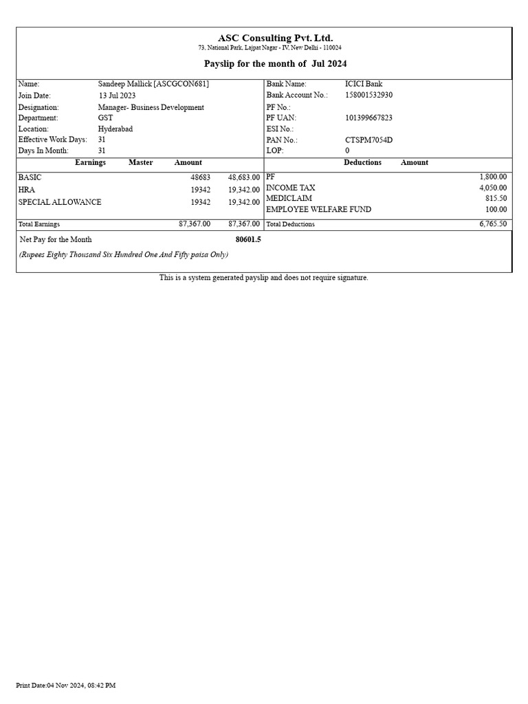 Payslip Jul 2024 | PDF