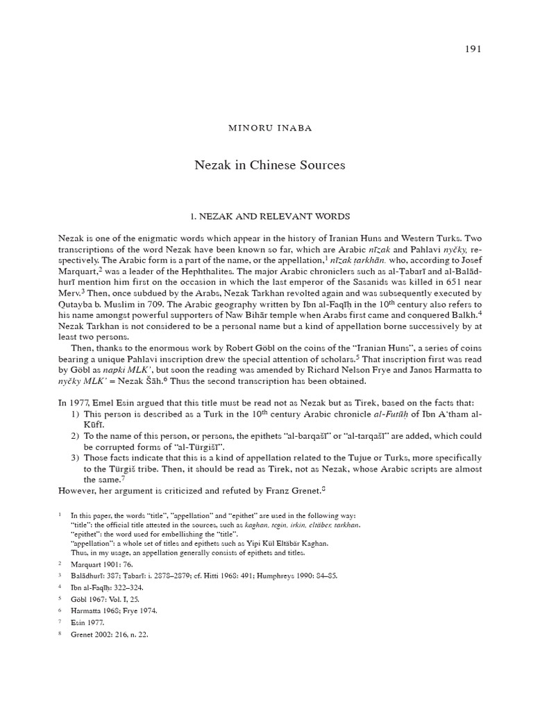 Nezak in Chinese Sources | PDF