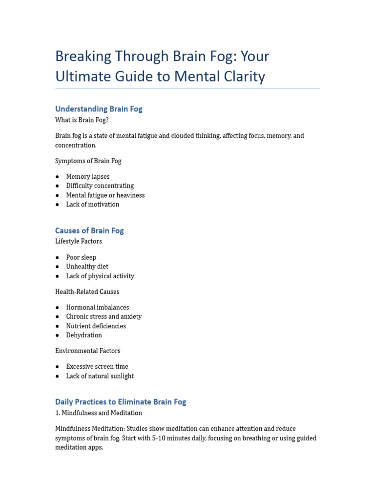 Breaking Through Brain Fog Guide | PDF | Strength Training | Sleep
