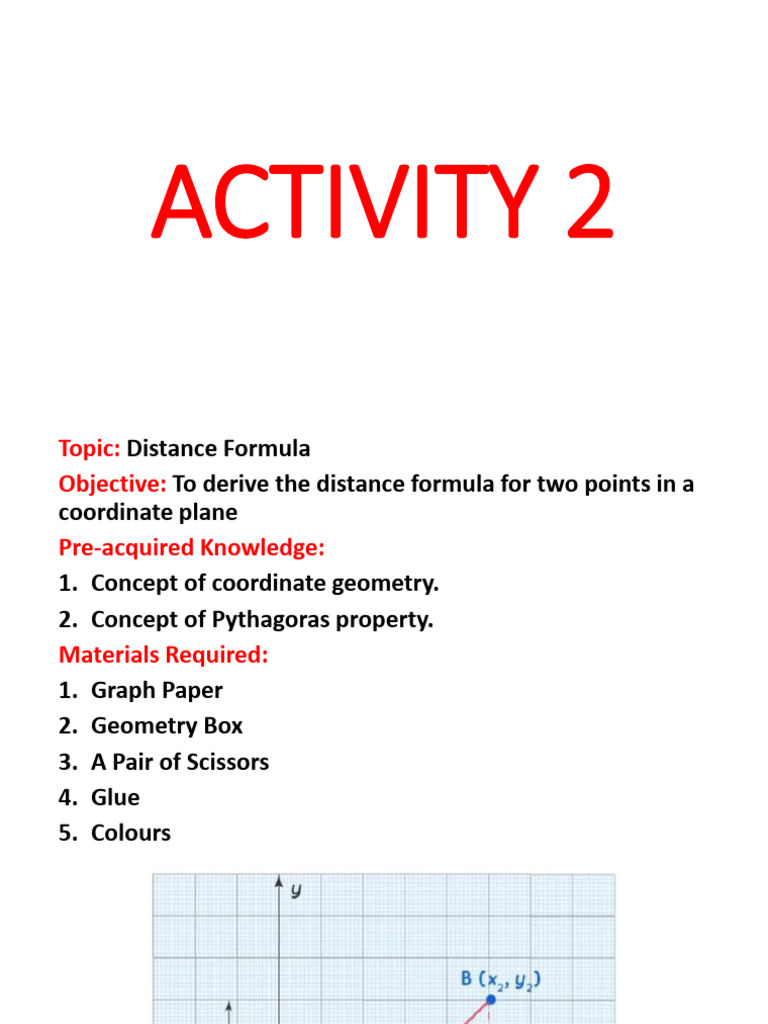 2 Distance Formula Activity Class 10 | PDF