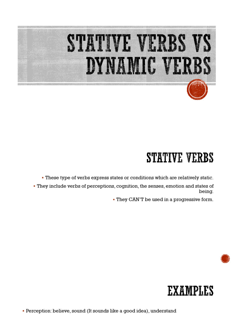 (U9B) Stative Vs Dynamic Verbs | PDF