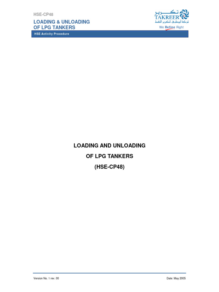 LPG Tanker Loading/Unloading Procedure | PDF | Liquefied Petroleum Gas ...