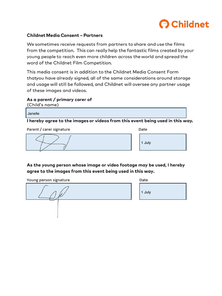 Partner Media Consent Form Film Competition International 2024 | PDF