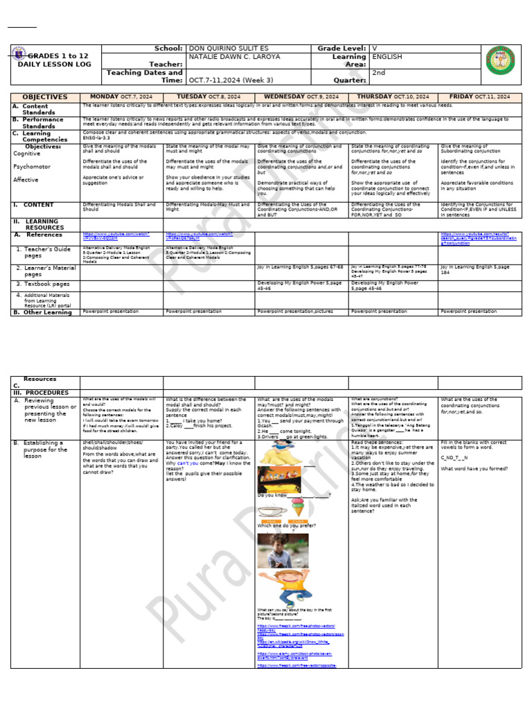 Grade 5-Qtr2-Week3 | PDF | Sentence (Linguistics) | Learning
