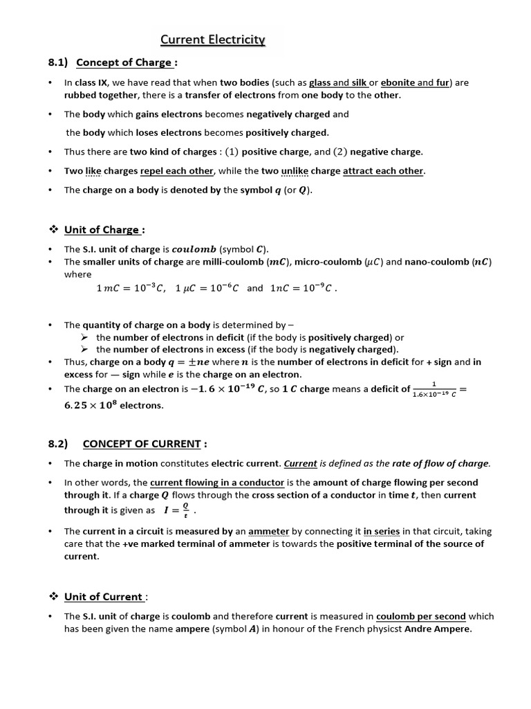 01 Current Electricity | PDF | Voltage | Electric Charge
