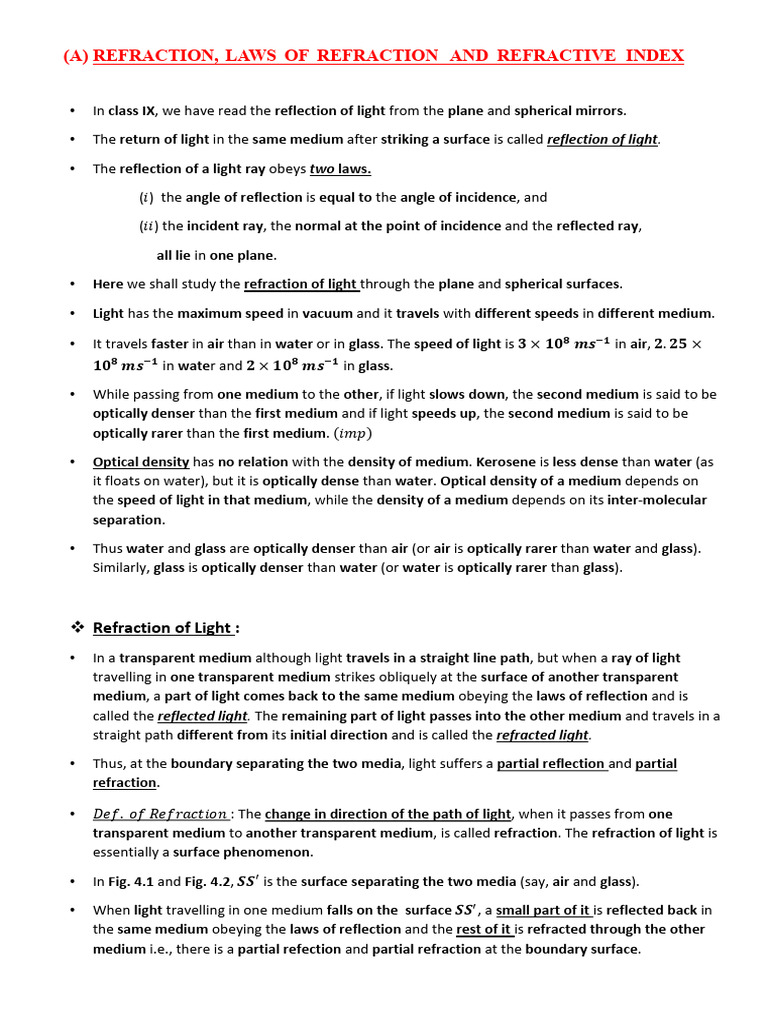 01 Refraction | PDF | Refractive Index | Refraction