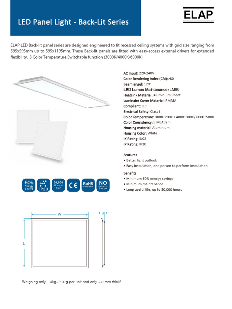 Elap BL Panel Catalogue | PDF | Light | Lighting