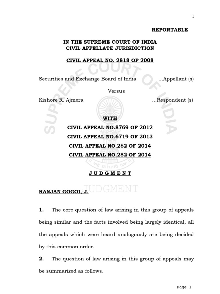 Judgment: Reportable in The Supreme Court of India Civil Appellate ...