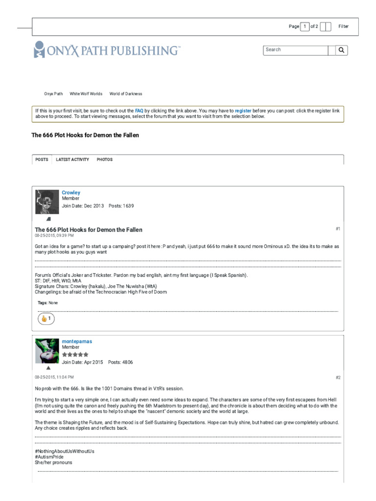 "Demon: The Fallen Plot Hooks" | PDF | Demons