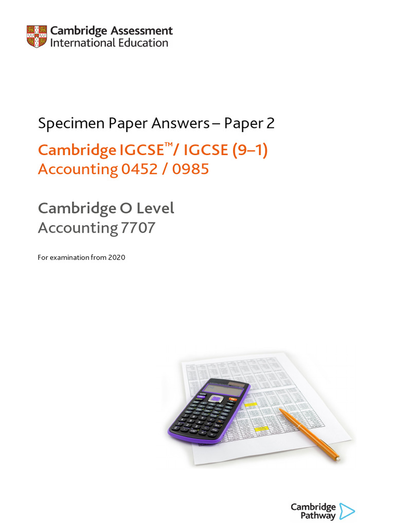 Specimen Answers for Accounting 7707 | PDF | Debits And Credits | Business