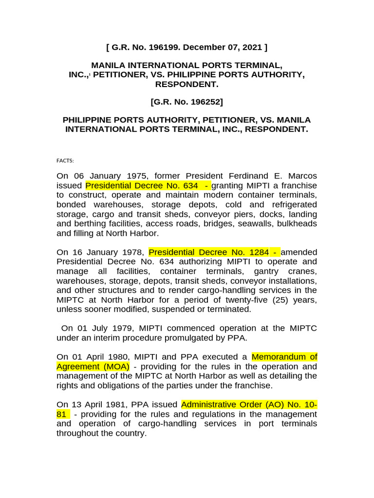 Manila Ports VS Ppa Case Digest | PDF | Due Process | Substantive Due ...