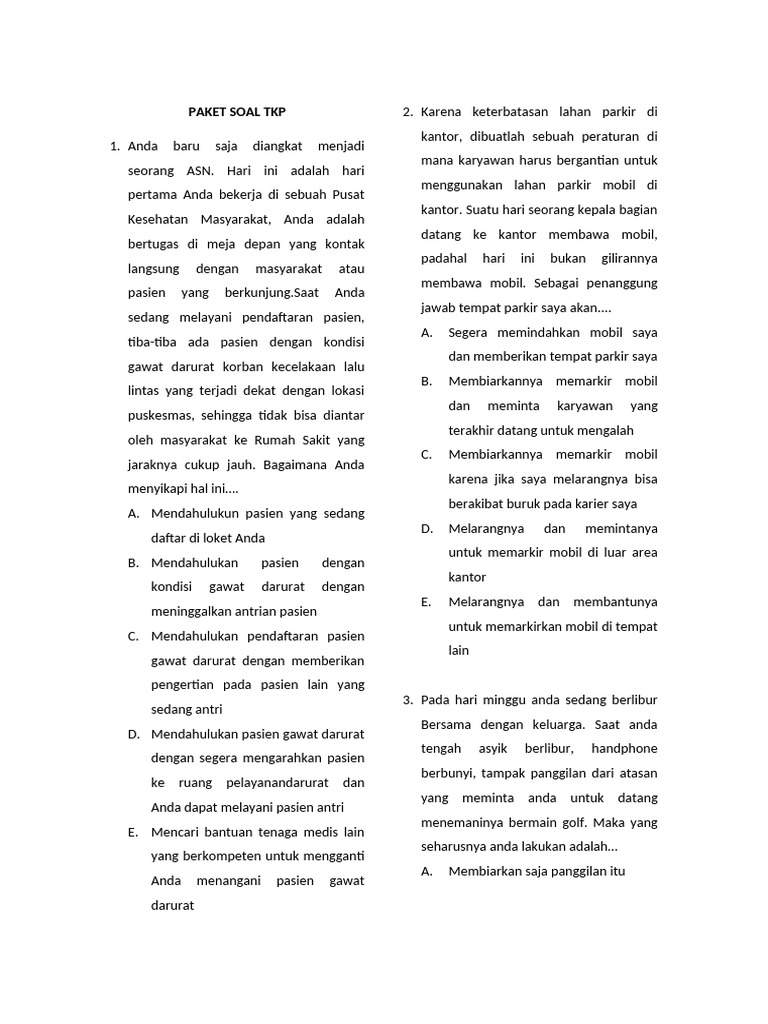 Soal Dan Pembahasan TKP | PDF