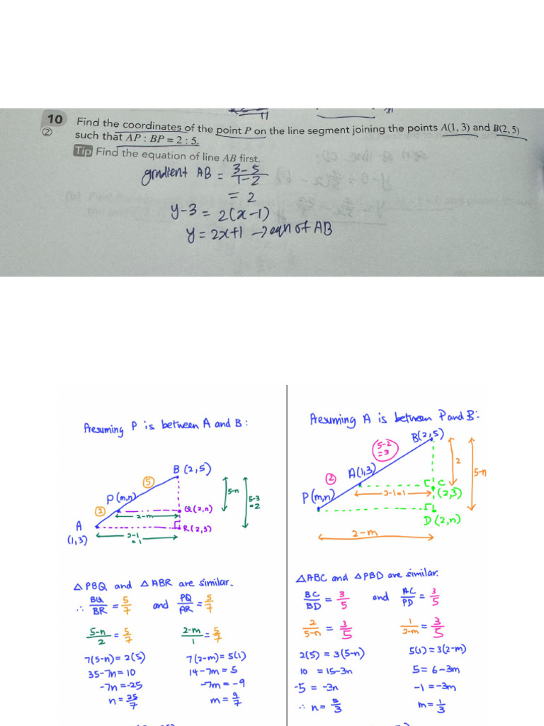 Coordinate Geometry - How To Find P On AB (Ratio) | PDF